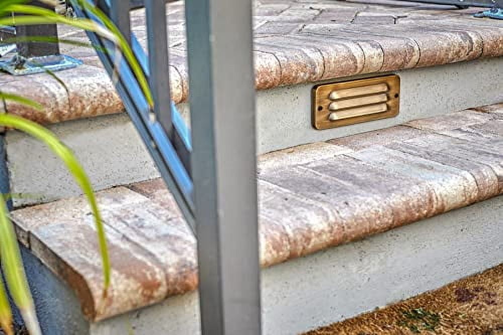 VOLT Cast Brass 12V 3W 2700K Warm White Thin LED Louvered Outdoor Step ...