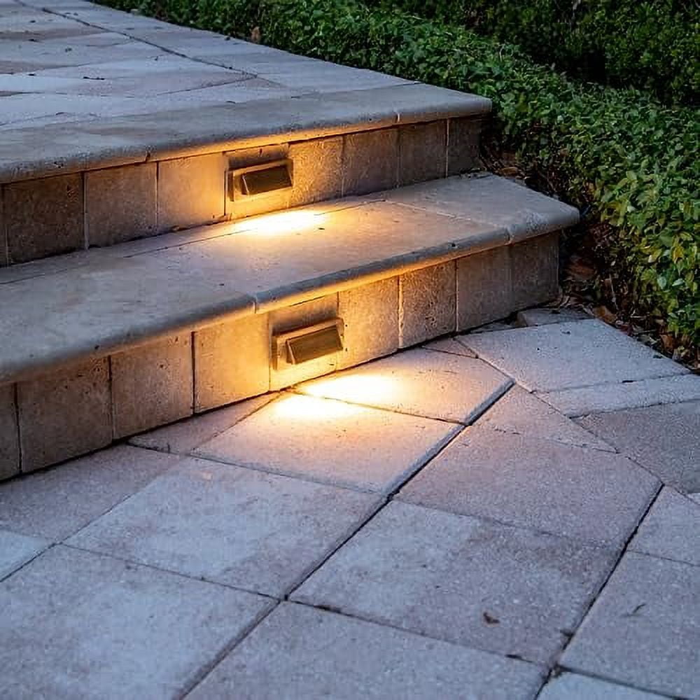 VOLT Cast Brass 12V 3W Mini Thin Integrated LED Hooded Outdoor Step ...