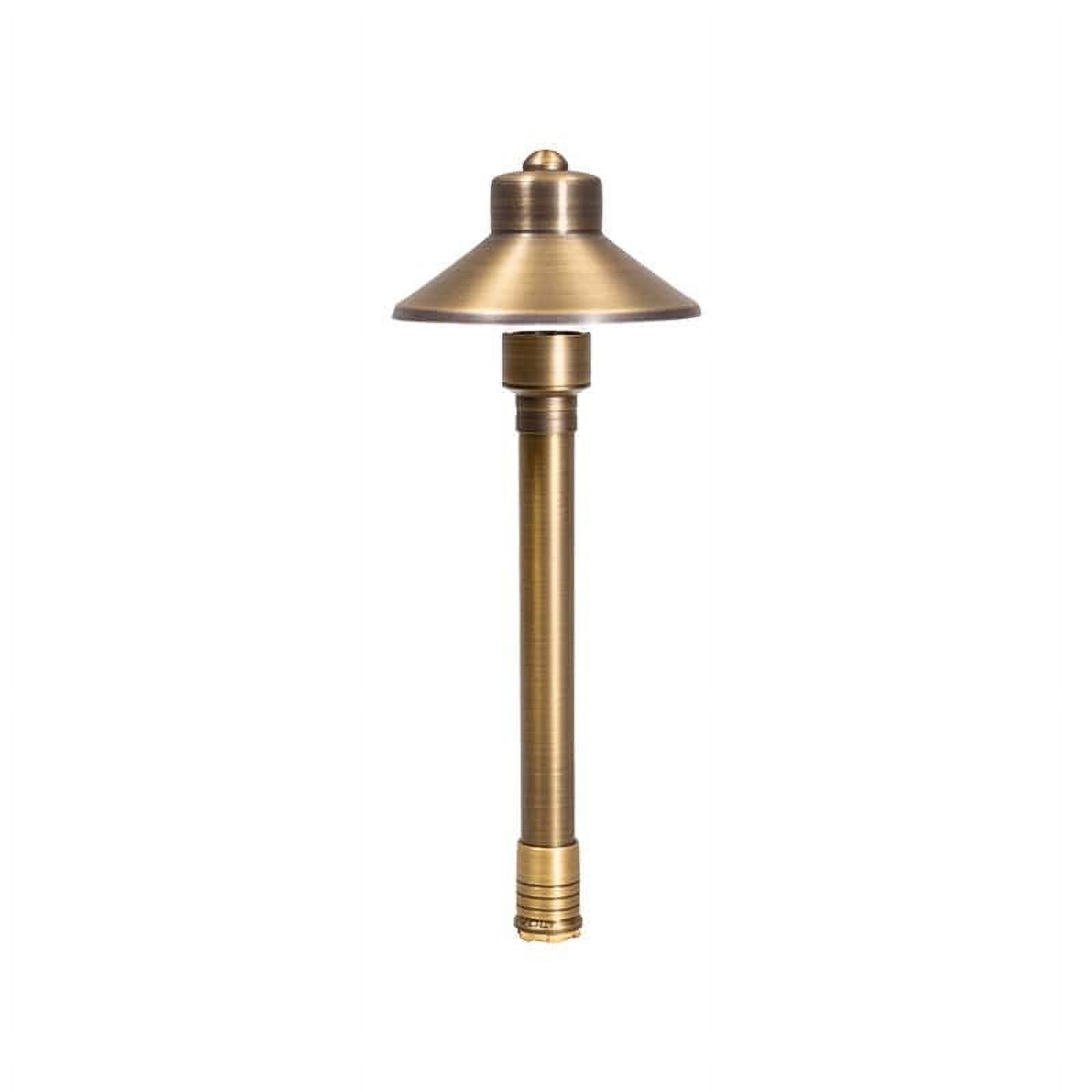 VOLT Flat Hat 12V Brass Mini Path Light (5" Shade, 15" Tall) with LED ...