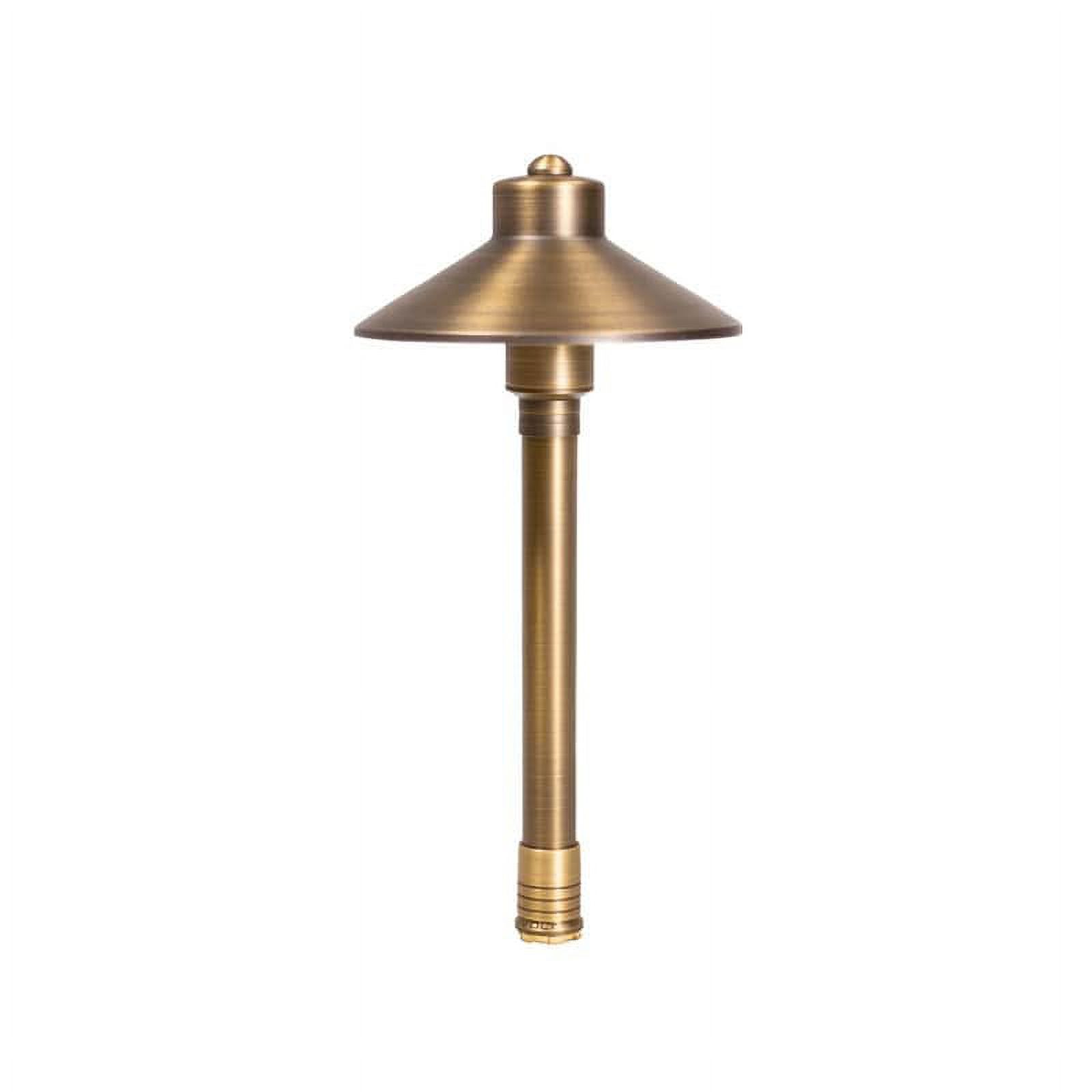 VOLT Flat Hat 12V Brass Mini Path Light (7" Shade, 15" Tall) with LED ...