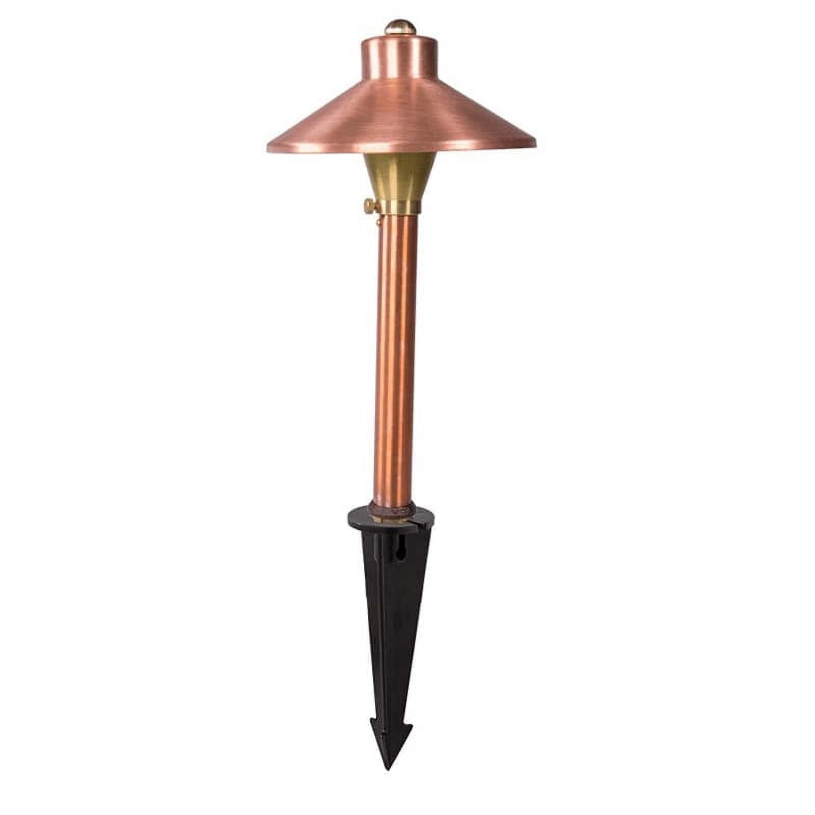 VOLT Flat Hat 12V Copper Mini Path Light (7" Shade, 13" Tall) with LED ...