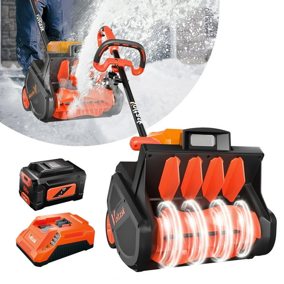 Steelite 2x21V Cordless Snow Blower, 20" Snow Thrower with Brushless ...