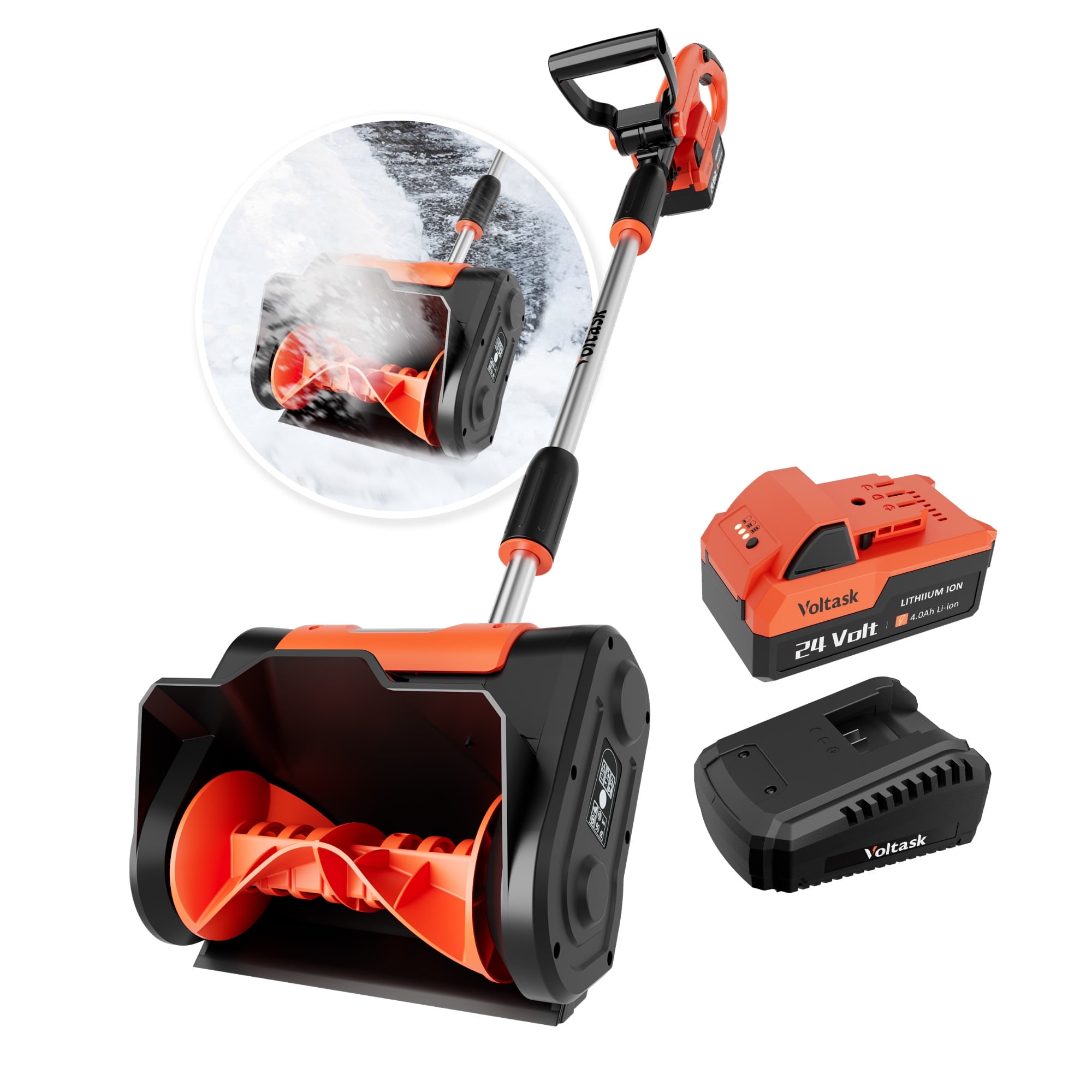 VOLTASK 24V 11-inch Cordless Snow Shovel 7.3lbs Lightweight Electric ...