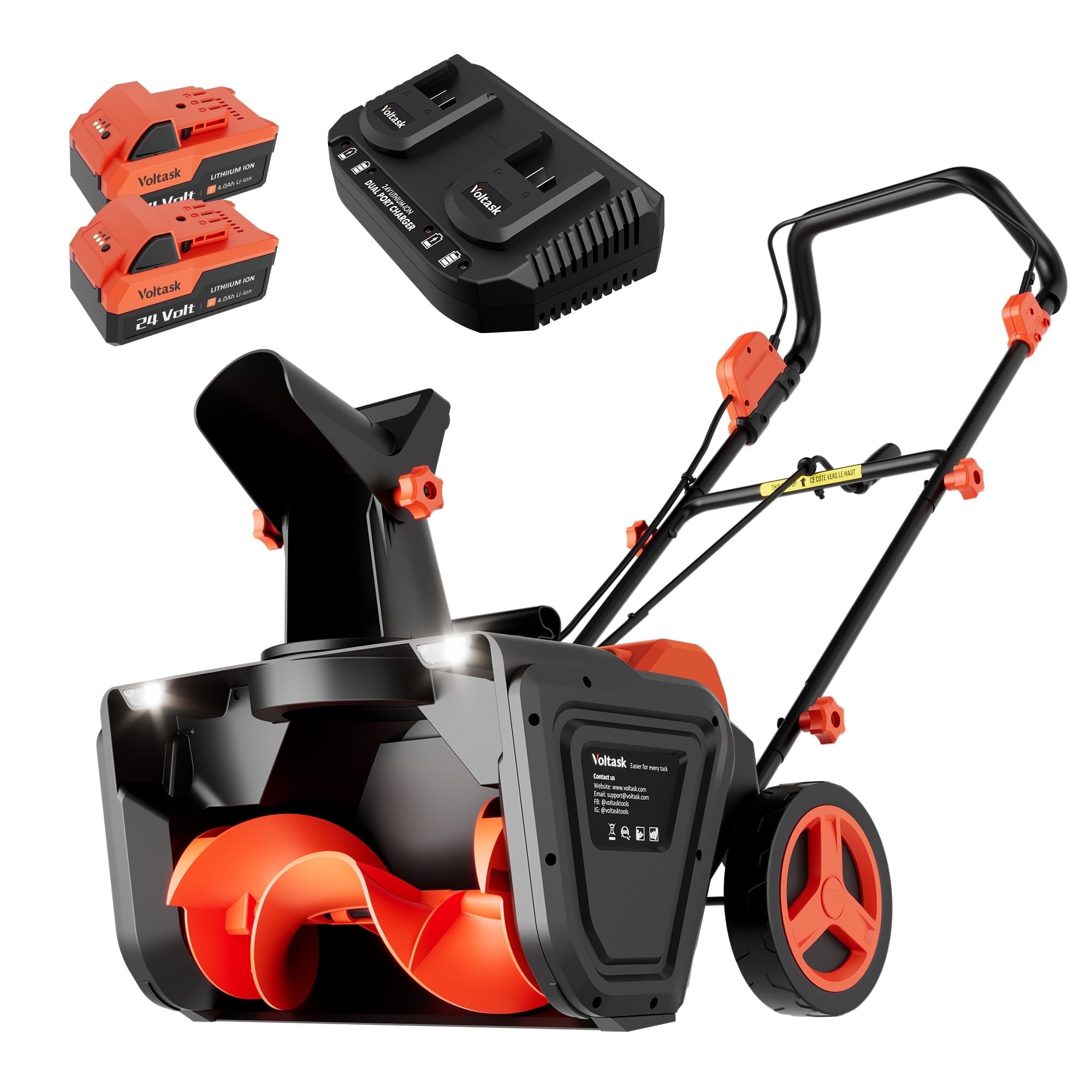 VOLTASK 48V Cordless Snow Blower, 48-Volt | 20-inch Brushless Electric ...