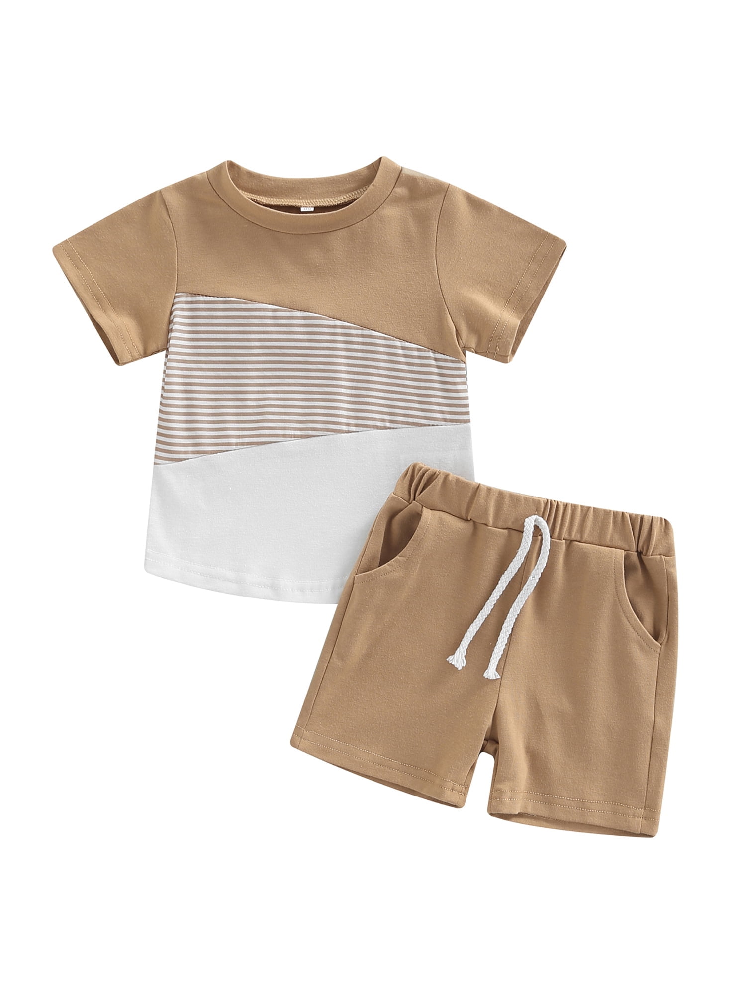 VOLTEY 0-7T Kids Baby Boys Summer Clothes Set Short Sleeve Patchwork ...
