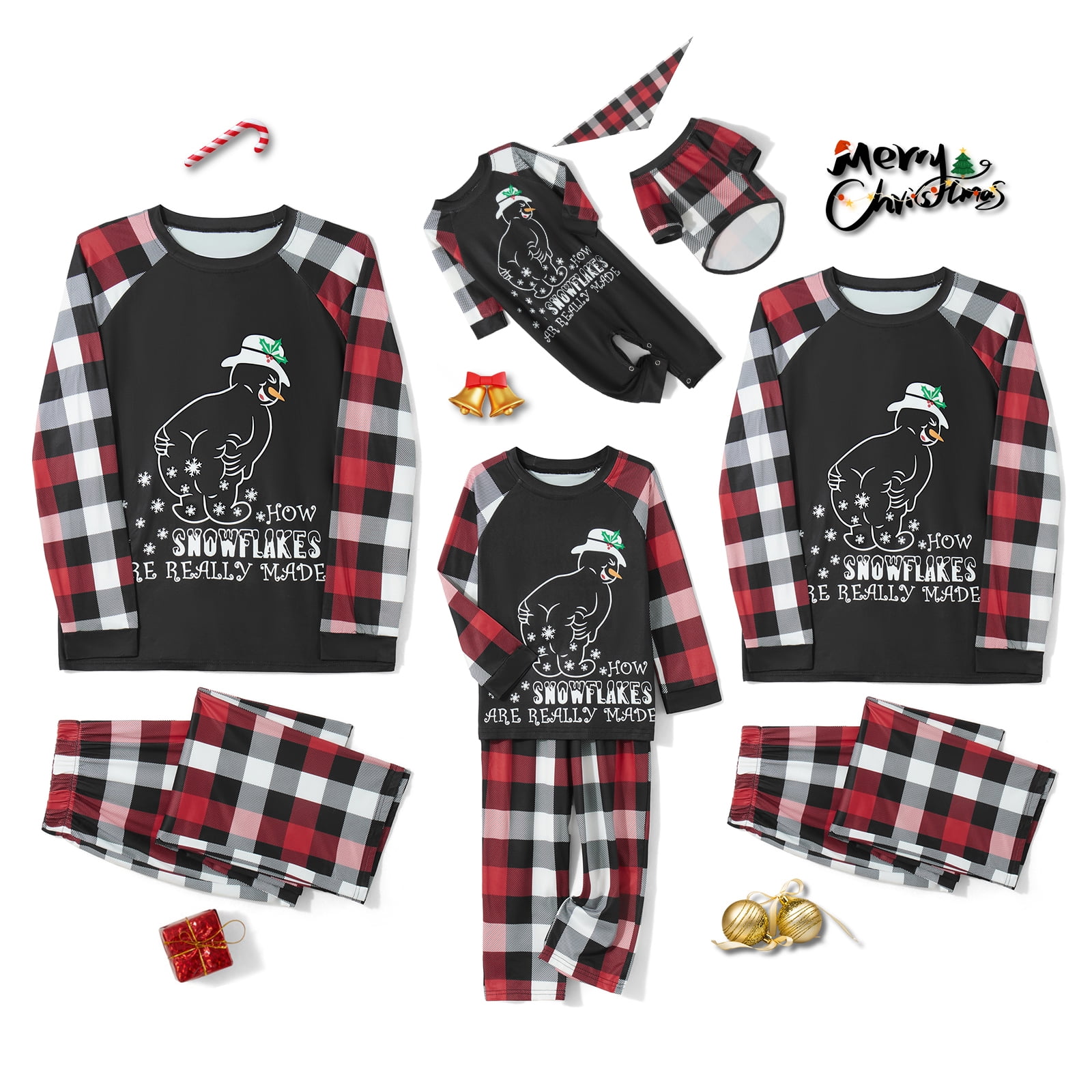 VOLTEY Christmas Family Pajamas Matching Set Letter Snowman Print Long ...