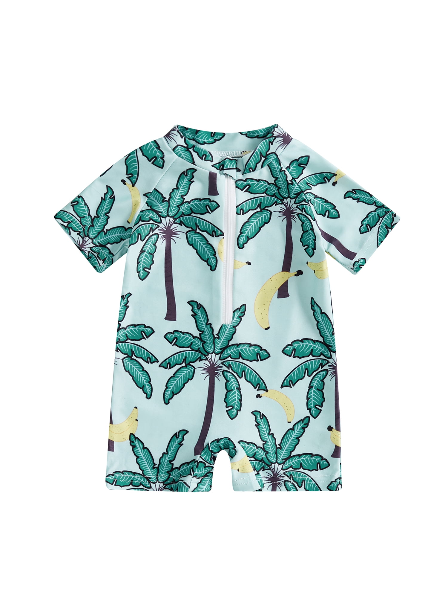 VOLTEY Toddler Boy Girl Rash Guard Swimsuit Coconut Tree Print Short ...