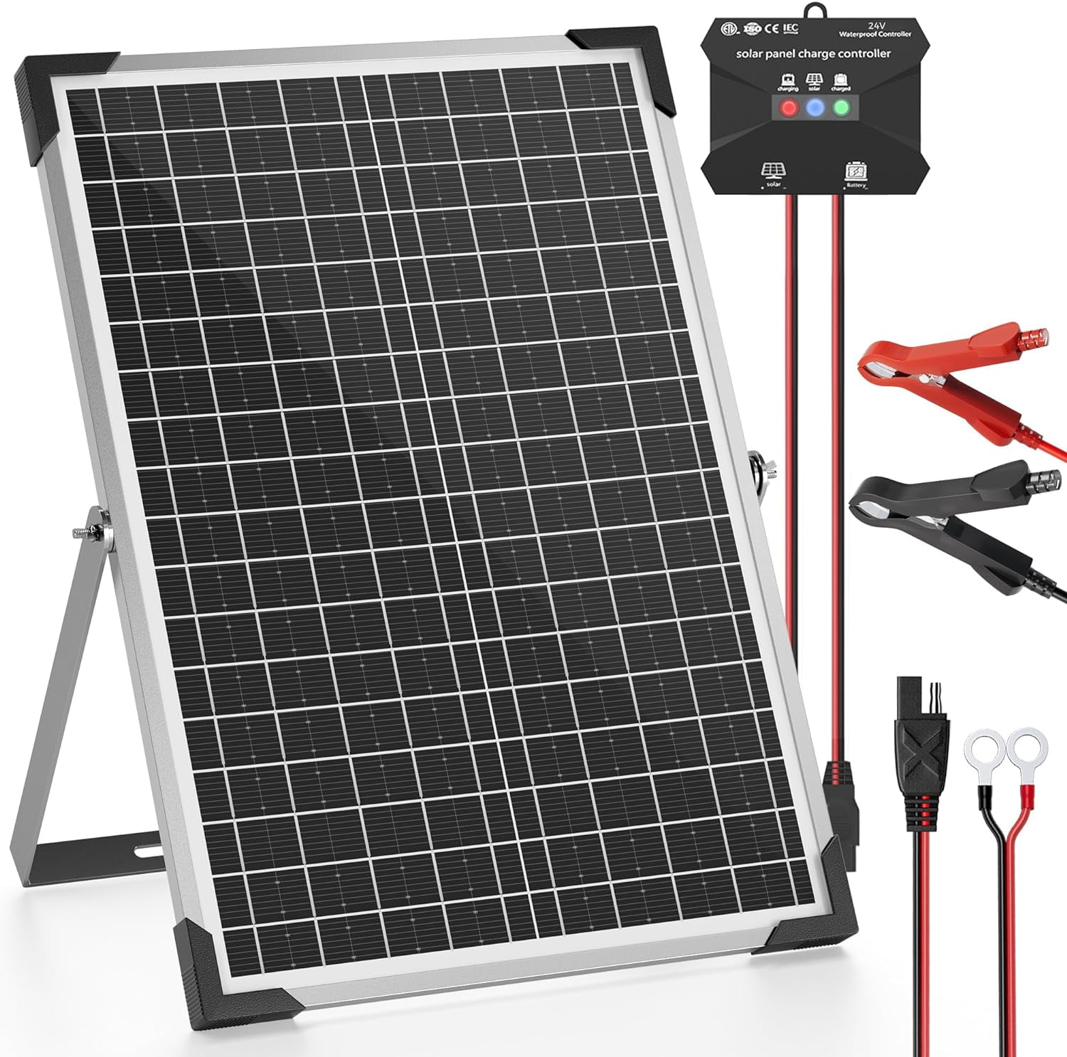VOLTSET 24V 30W Solar Panel Kit, Solar Battery Trickle Charger ...