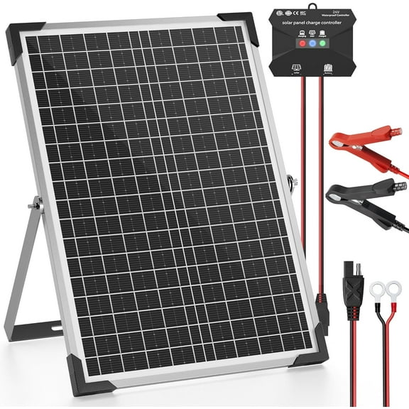 Solar Panel Kit 20W 12V, Waterproof Solar Battery Trickle Charger ...