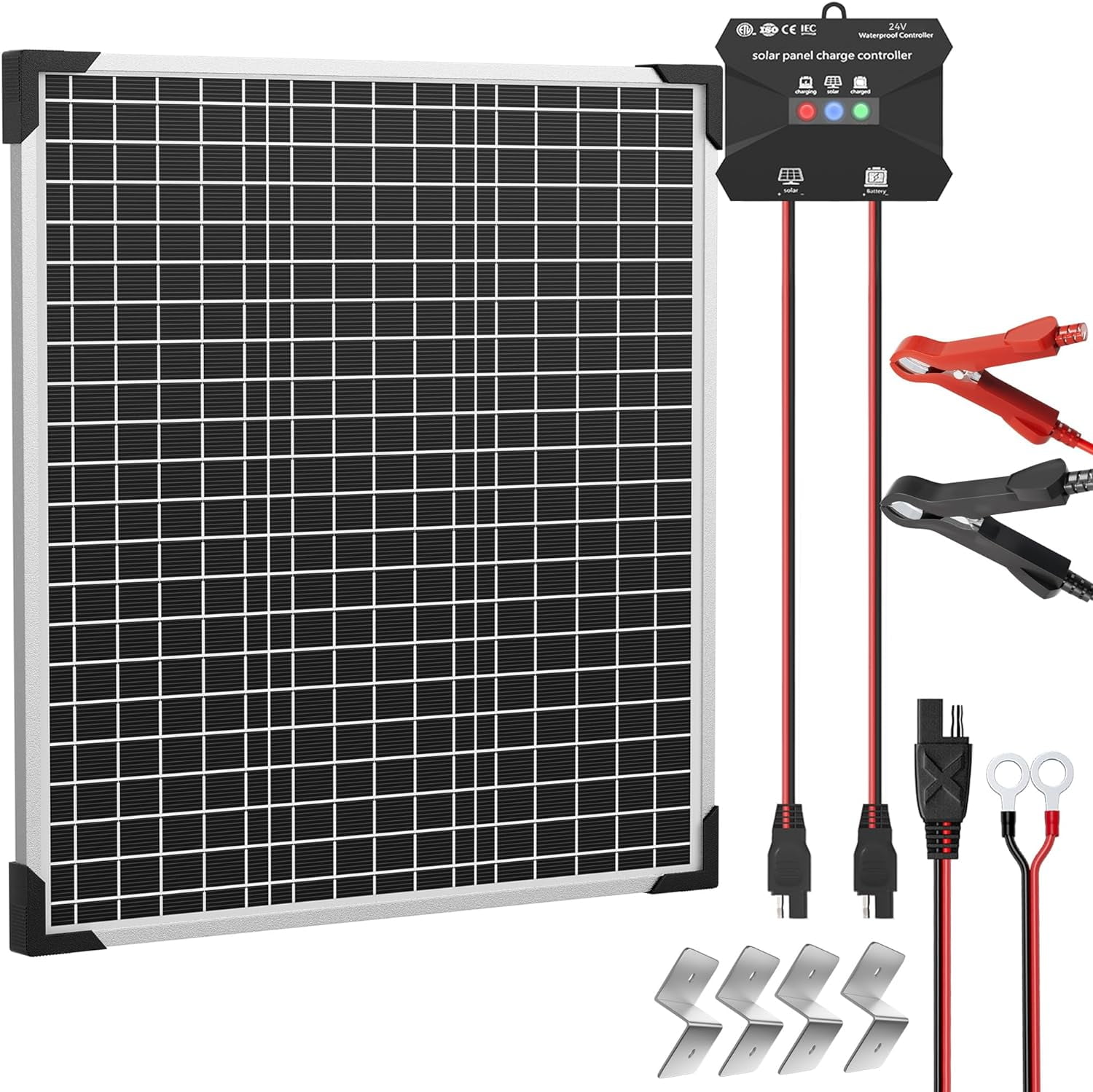 Free Shipping! VOLTSET 24V 50W Solar Panel Kit, Solar Battery Trickle ...