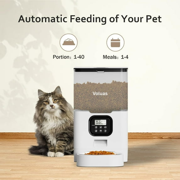 VOLUAS Automatic Cat Feeders - Pet Food Dispenser for Dry Food, Timed ...