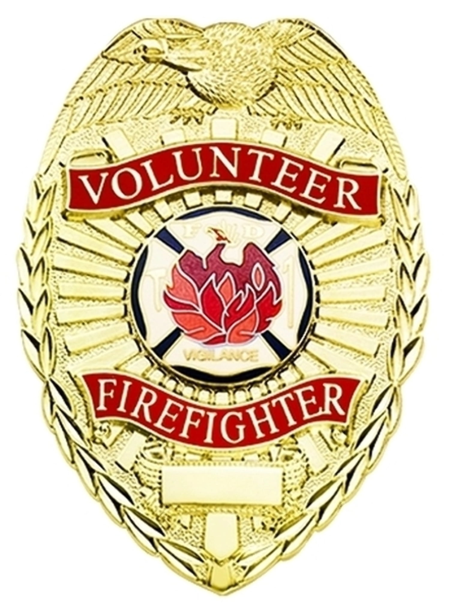 Hero's Pride Volunteer Firefighter Badge with Phoenix Seal, Gold Finish ...