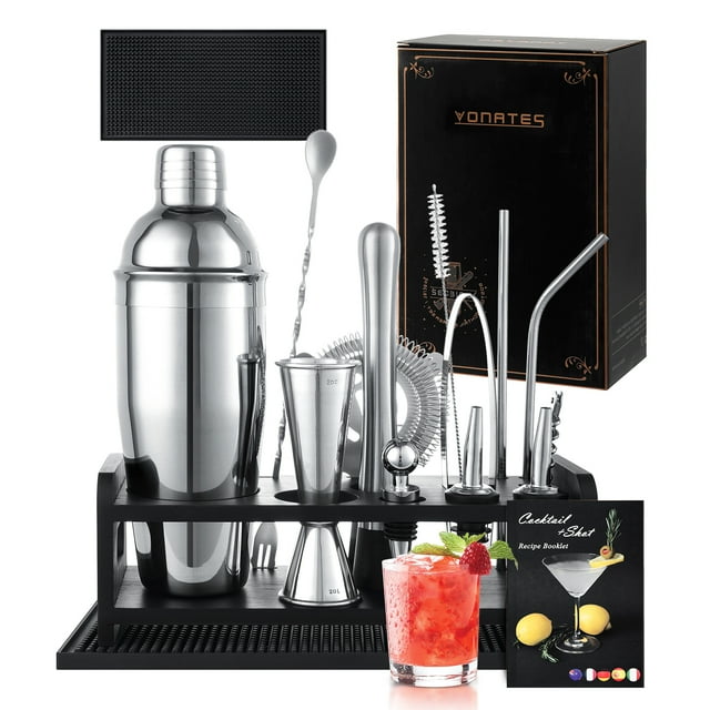 VONATES 16Pcs Mixology Cocktail Shaker Set with Stand, Essential Bar ...