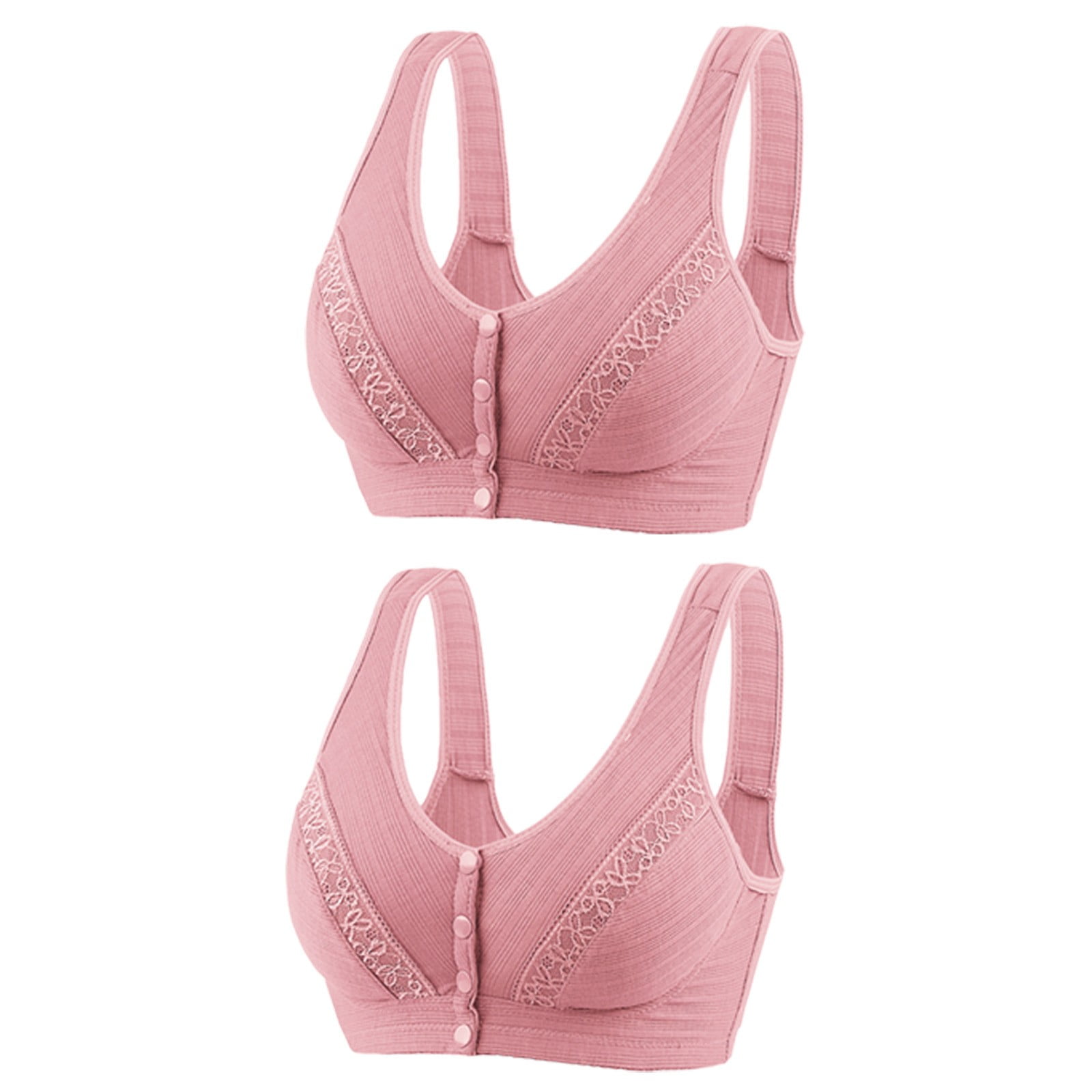 VONCOS 2PC Women Bra Wirelfree Bras Nursing Push-Up Front Closure Daily ...