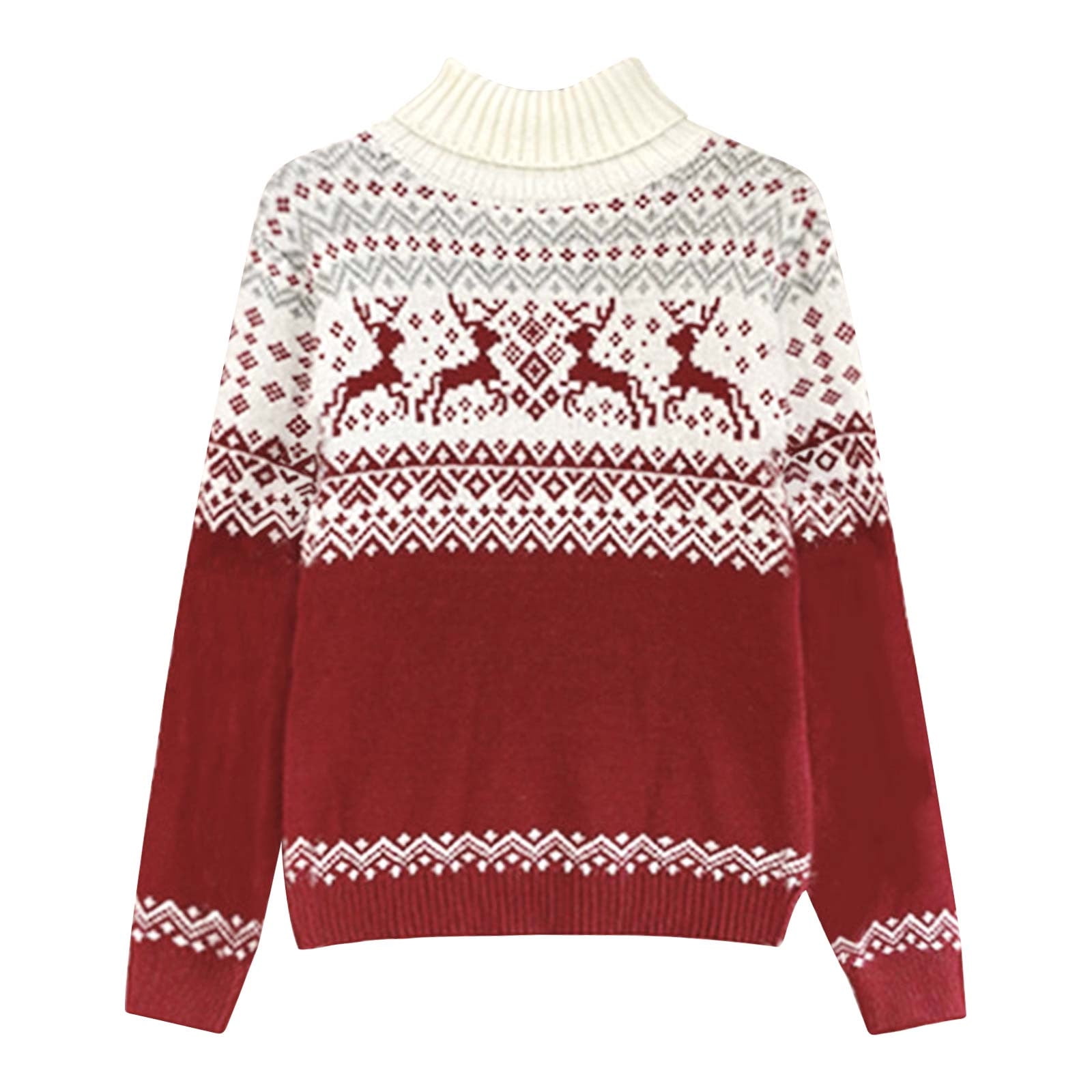 VONCOS Women Christmas Sweater- Knit Round Neck Snowflake Cute Elk ...