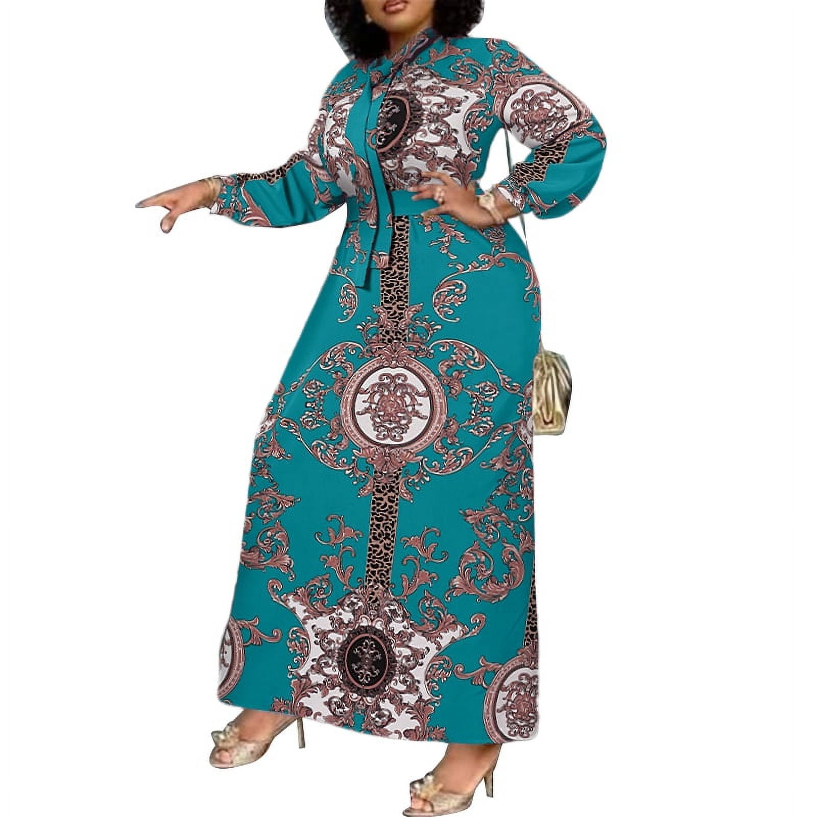 VONDA Womens Elegant Long Shirt Dress Floral Pirnt Long Sleeve Party ...