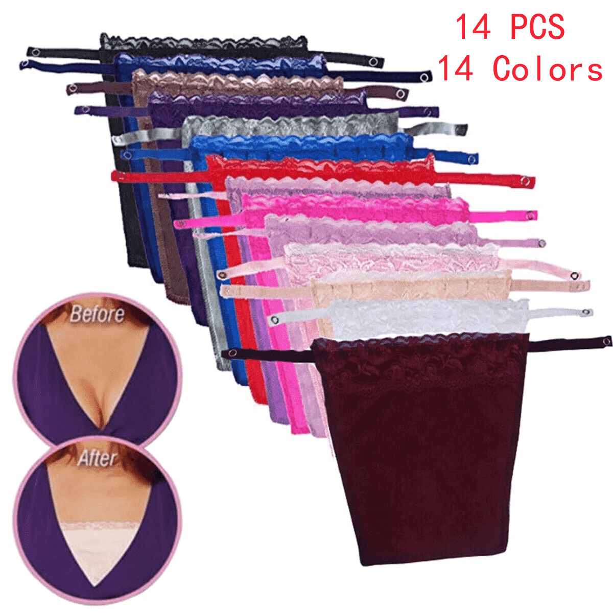 VONGEM 14 Colors Women's Lace Clip-on Mock Camisole Bra Insert Overlay ...
