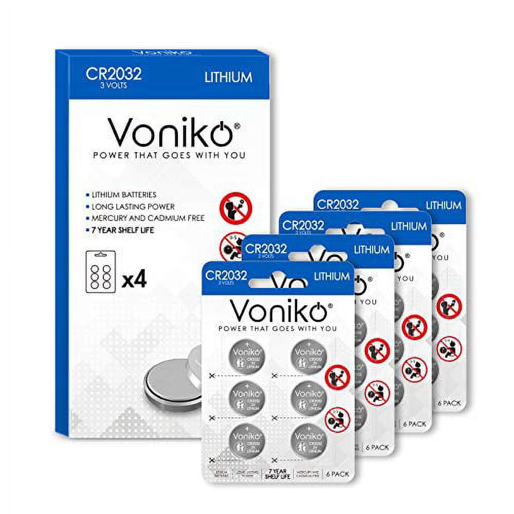 VONIKO 3 Volt CR2032 .. Battery (24-Pack) â€“ Lithium .. Batteries 2032 ...