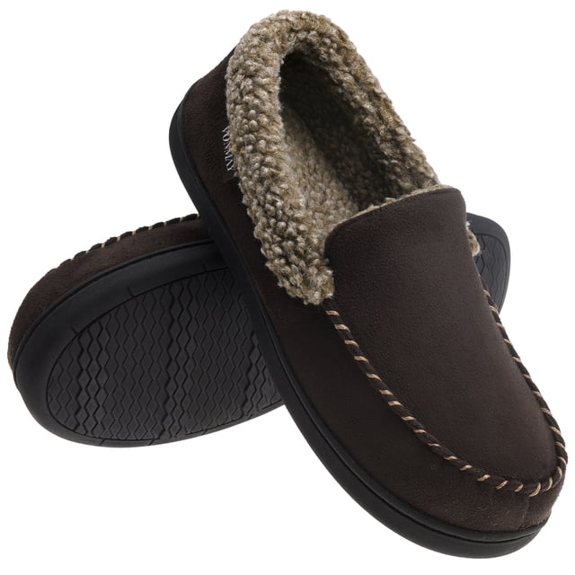 VONMAY Men's Moccasin Slippers Fuzzy House Shoes with Whipstitch Indoor ...