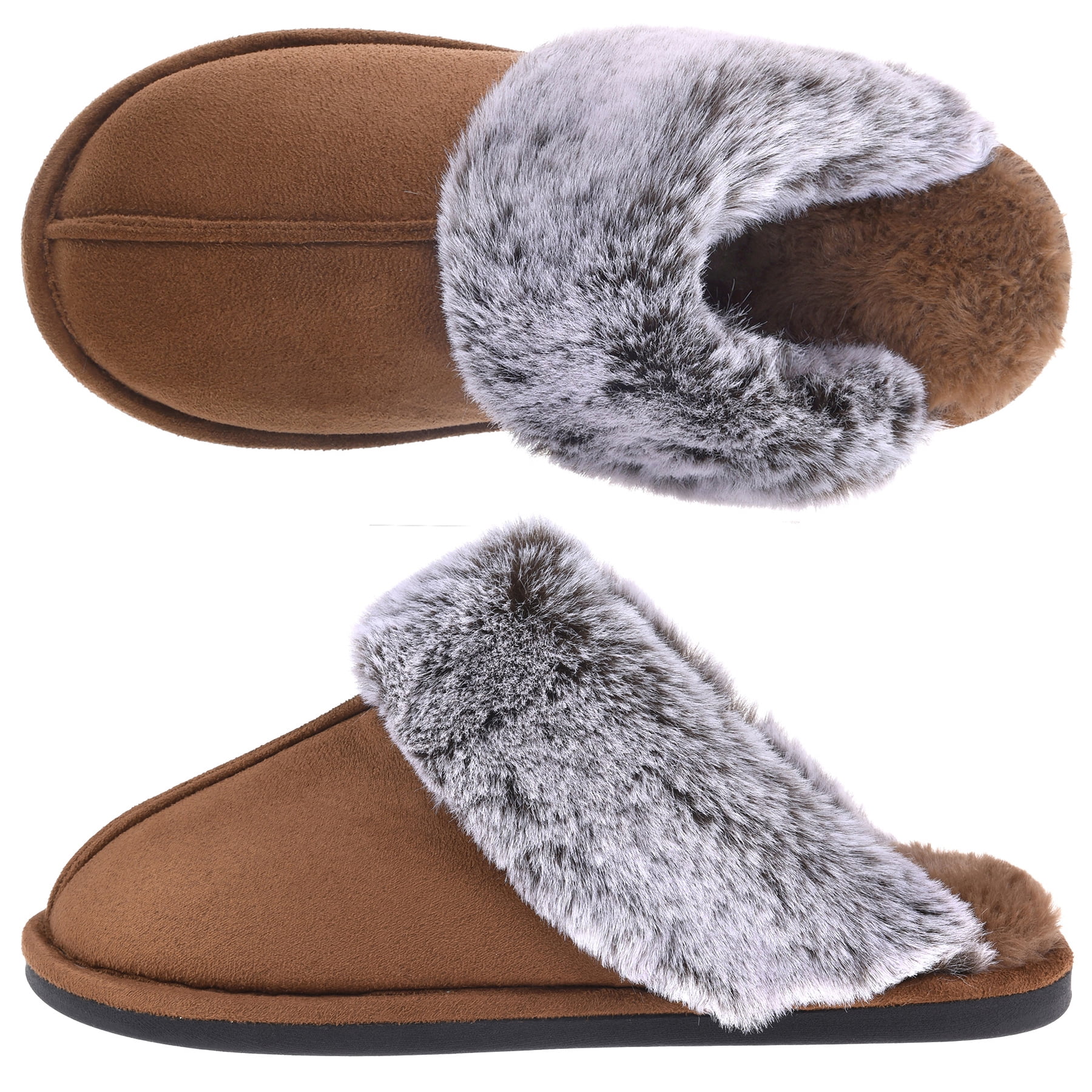 VONMAY Women's Scuff Slippers Fuzzy Indoor Outdoor House Shoes ...