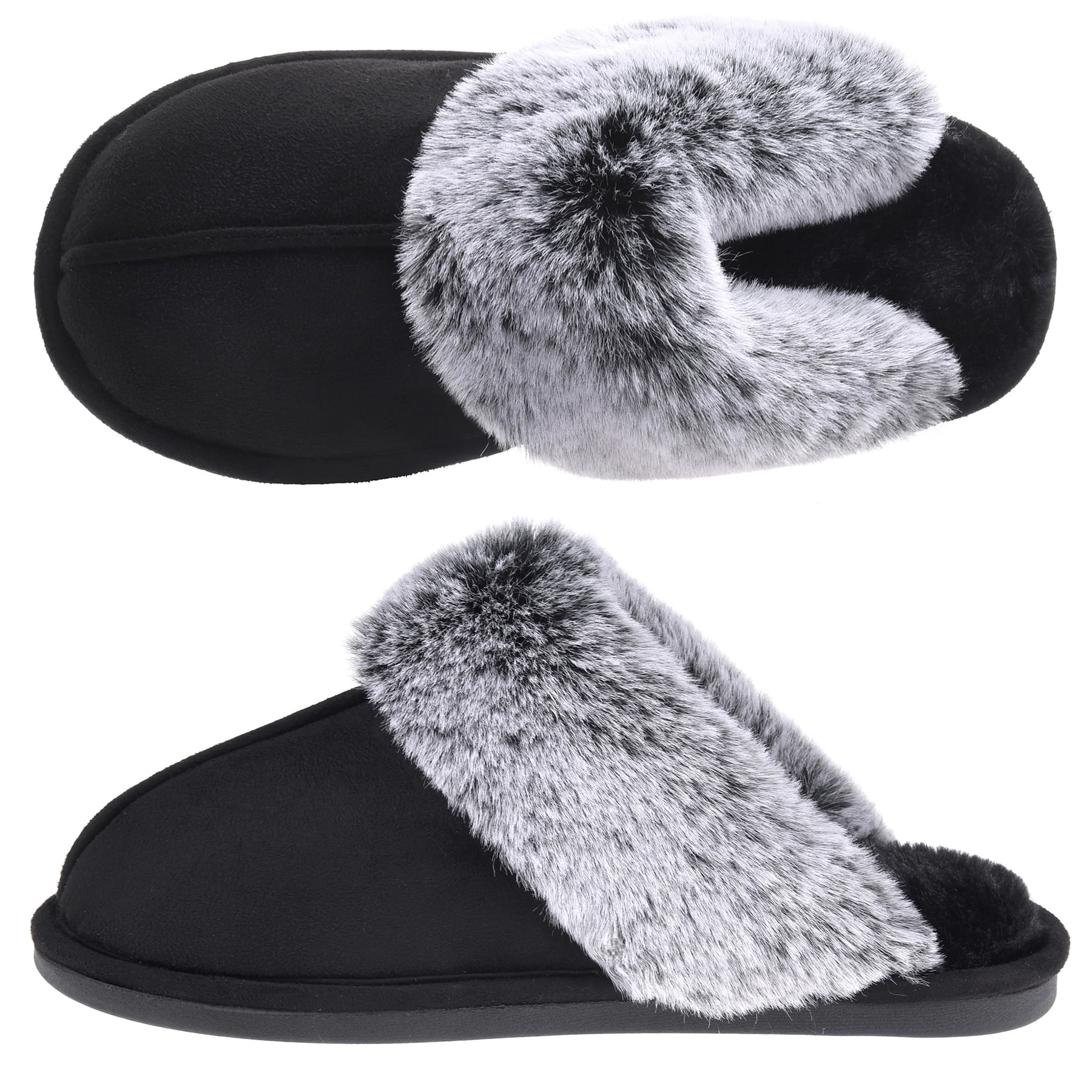 VONMAY Women's Scuff Slippers Fuzzy Indoor Outdoor House Shoes ...