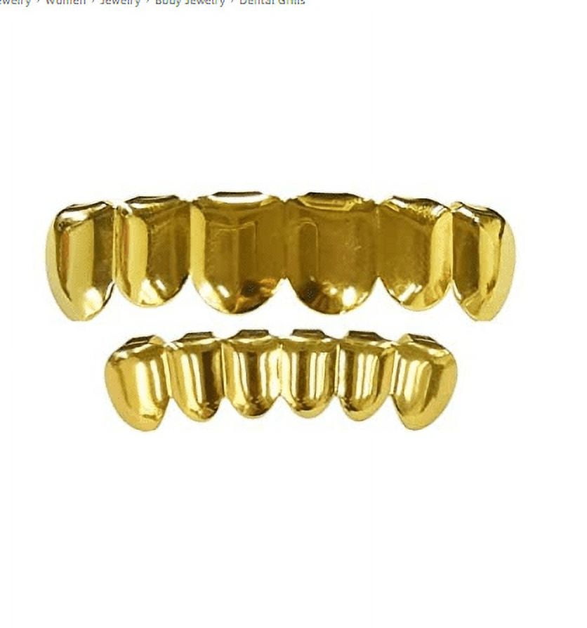 VONTER 18K Gold Plated Gold Finish Tooth Grills 8 Top Teeth 8 Bottom ...