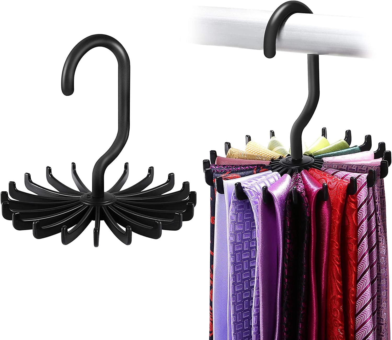 VONTER 1Pcs 360 Degree Rotating Tie Rack Belt Hanger Holder Hook 20 ...