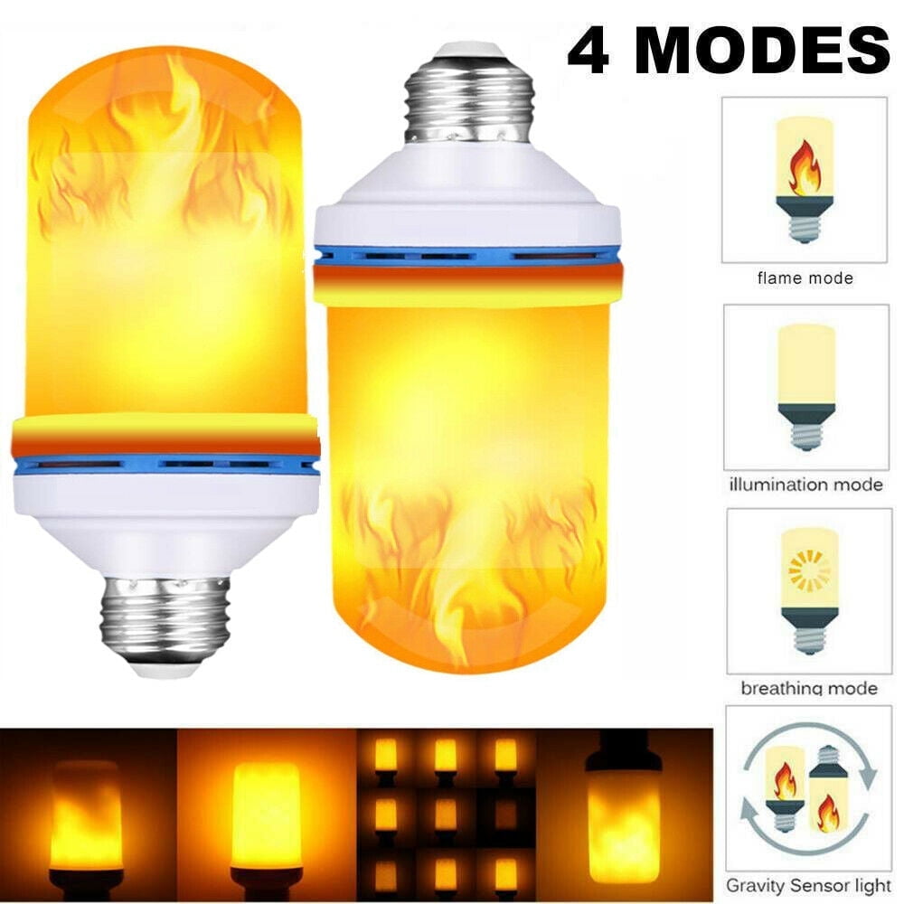 VONTER 2 Pack LED Flame Effect Fire Light Bulbs,6W E27 Upside Down ...