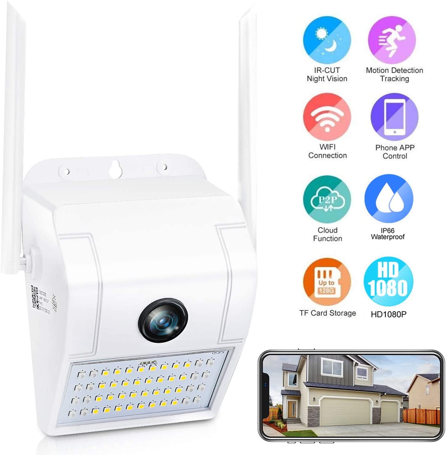 VONTER Floodlight Security Camera,1080p Outdoor Security Camera with ...