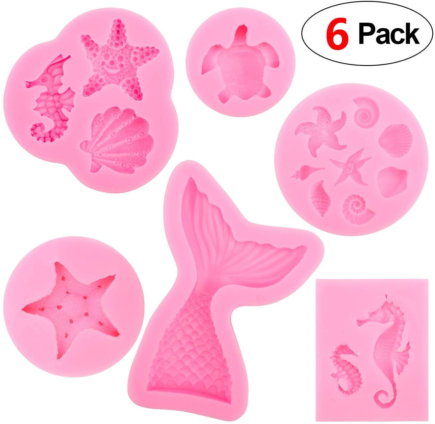 VONTER Marine Theme Fudge Silicone Mold,Shell,Conch,Mermaid Tail ...