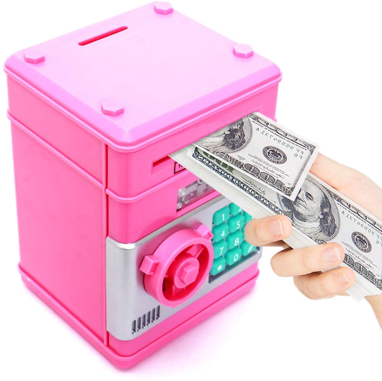 VONTER Piggy Bank, Electronic ATM Password Cash Coin Can Auto Scroll Paper Money Saving Box Toy ...