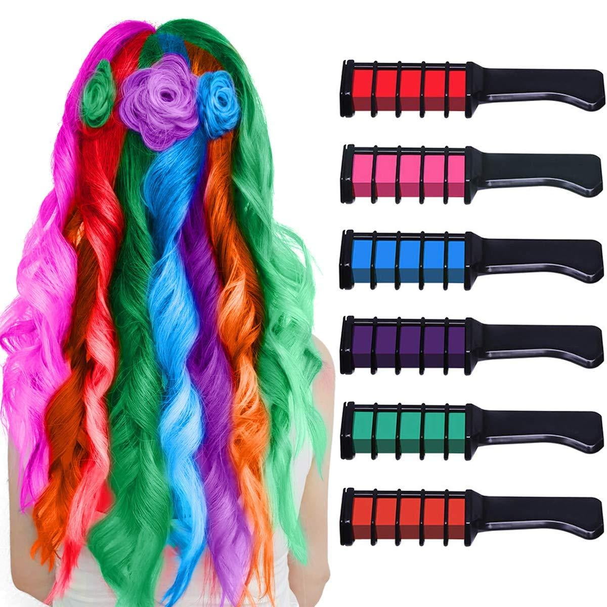 VONTER Temporary Hair Chalk Comb-Non Toxic Washable Hair Color Comb for ...