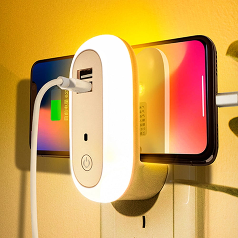 VONTER USB Multi Plug Outlet Extender with LED Night Lights, Plug-in ...
