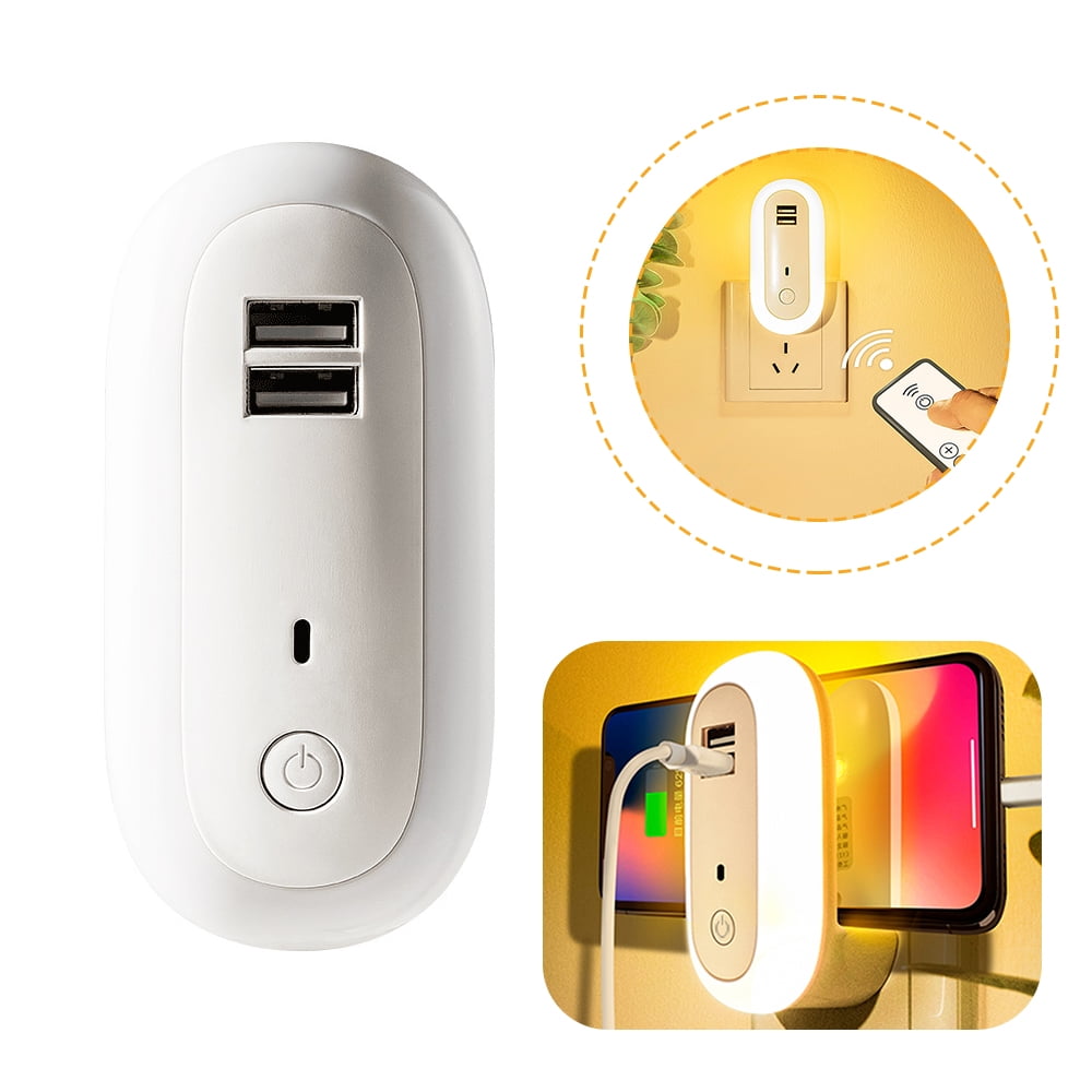 VONTER USB Smart Night Light, 2 USB Charging Ports, Night Lamp with ...