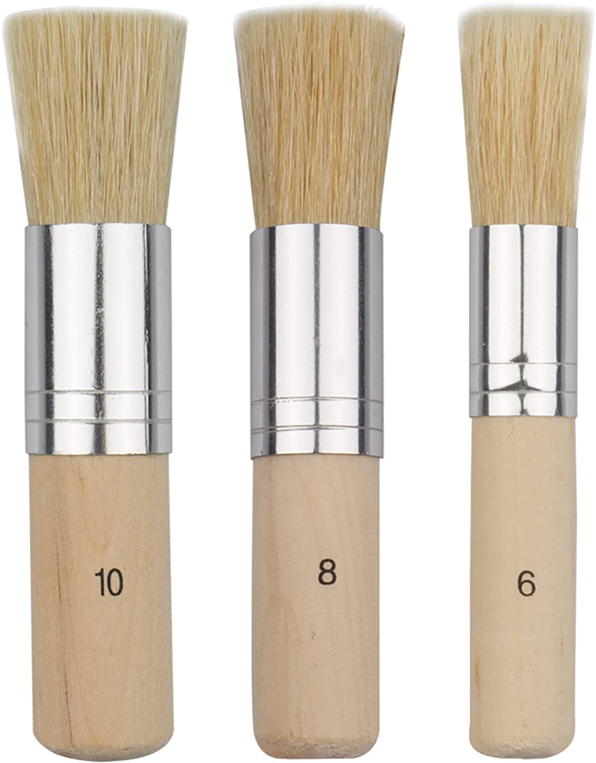 VONTER Wooden Stencil Brush (Set of 3),Pure Natural Bristle Diy Art ...