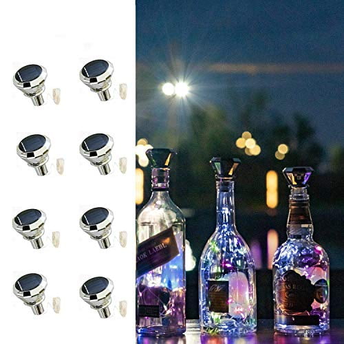 VOOKRY Solar Wine Bottle Lights with Cork 8 Pack 20 LEDs Fairy Lights ...