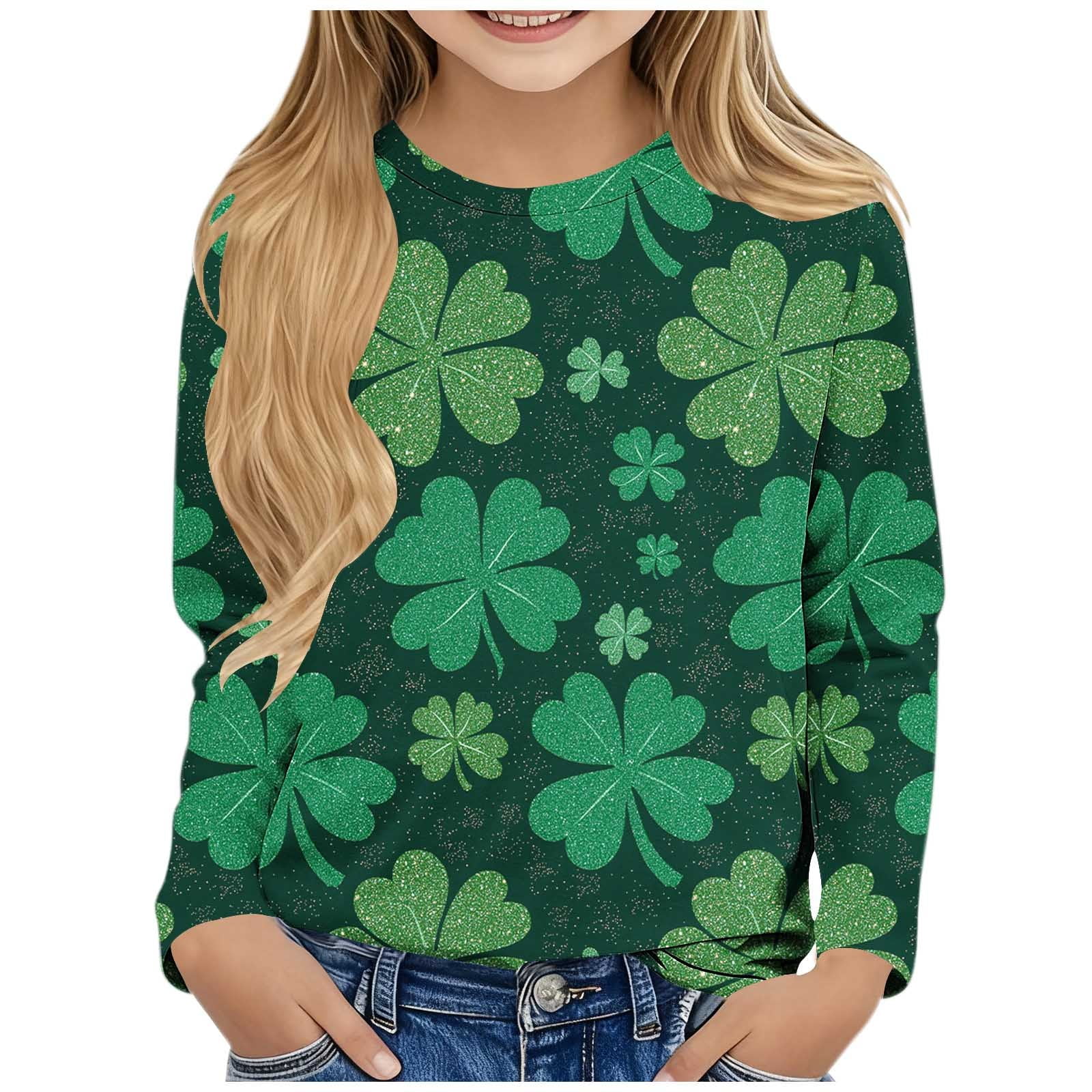 VOONCAS Girls Shirts St. Patrick's Day Crew Neck Long Sleeve Casual ...