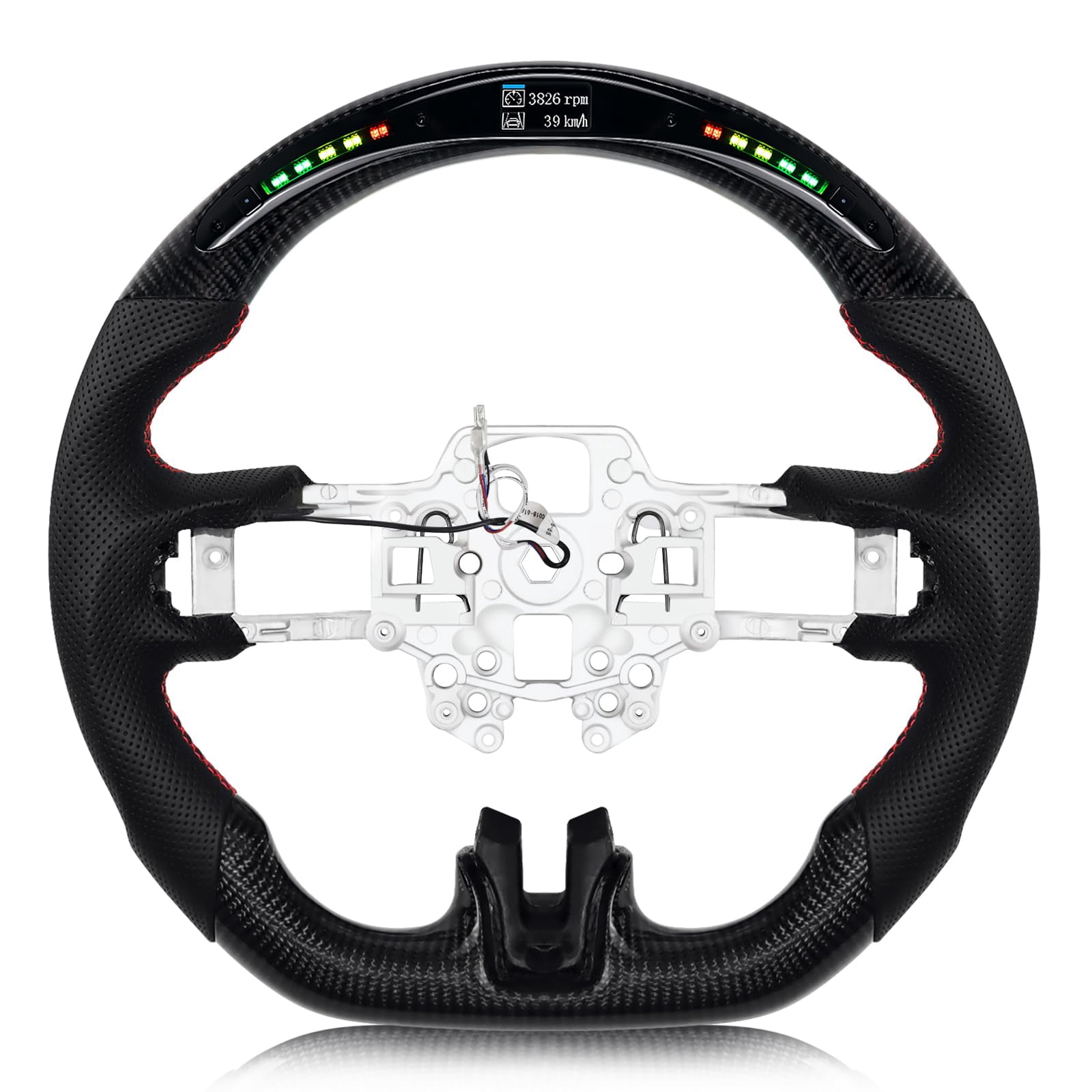 VOONKE Real Carbon Fiber Steering Wheel For Mustang with LED Shift ...
