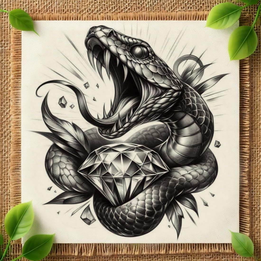 VOORKOMS Big Dangerous Snake Tattoo Temporary Tattoo Sticker For Male ...