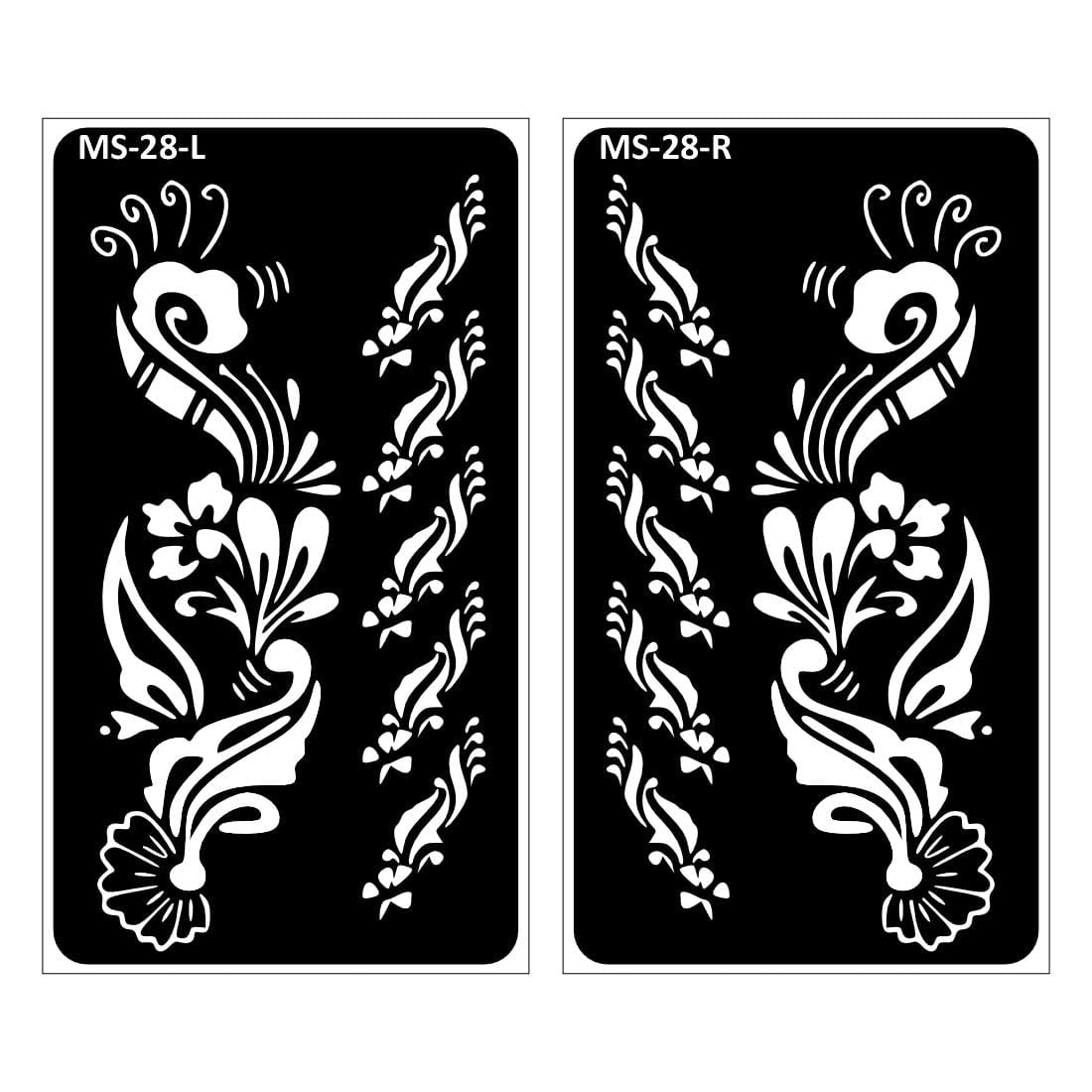 VOORKOMS Flower And Leaf Design Perfect for Bridal Family Functions Stencil Mehndi Sticker One ...