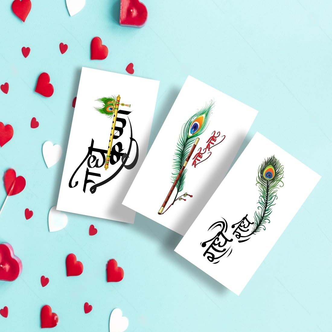 VOORKOMS Radhe Krishna With Feather Art Temporary Tattoo Sticker For ...
