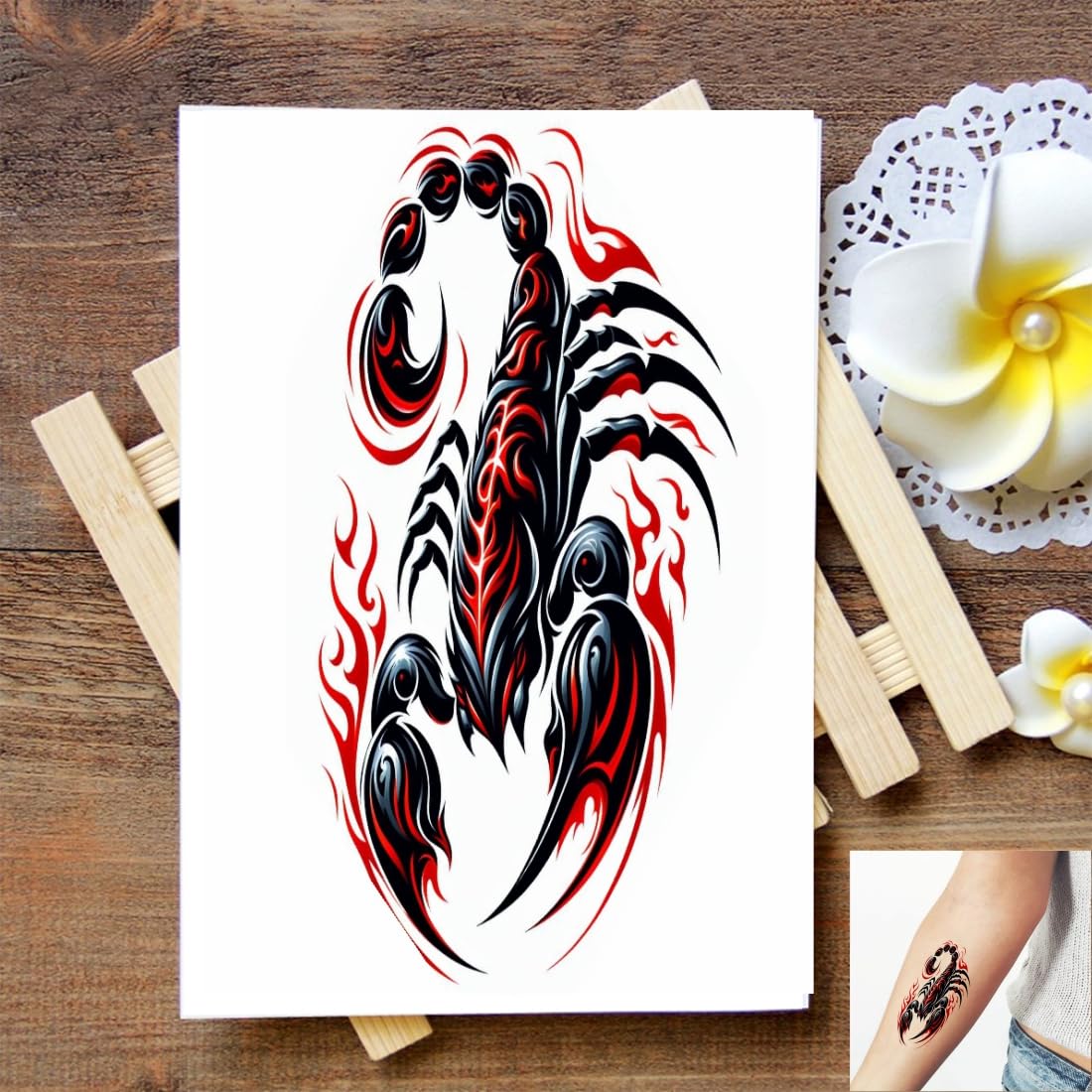 VOORKOMS Scorpion Tribal Tattoo Temporary Tattoo Sticker For Male And ...