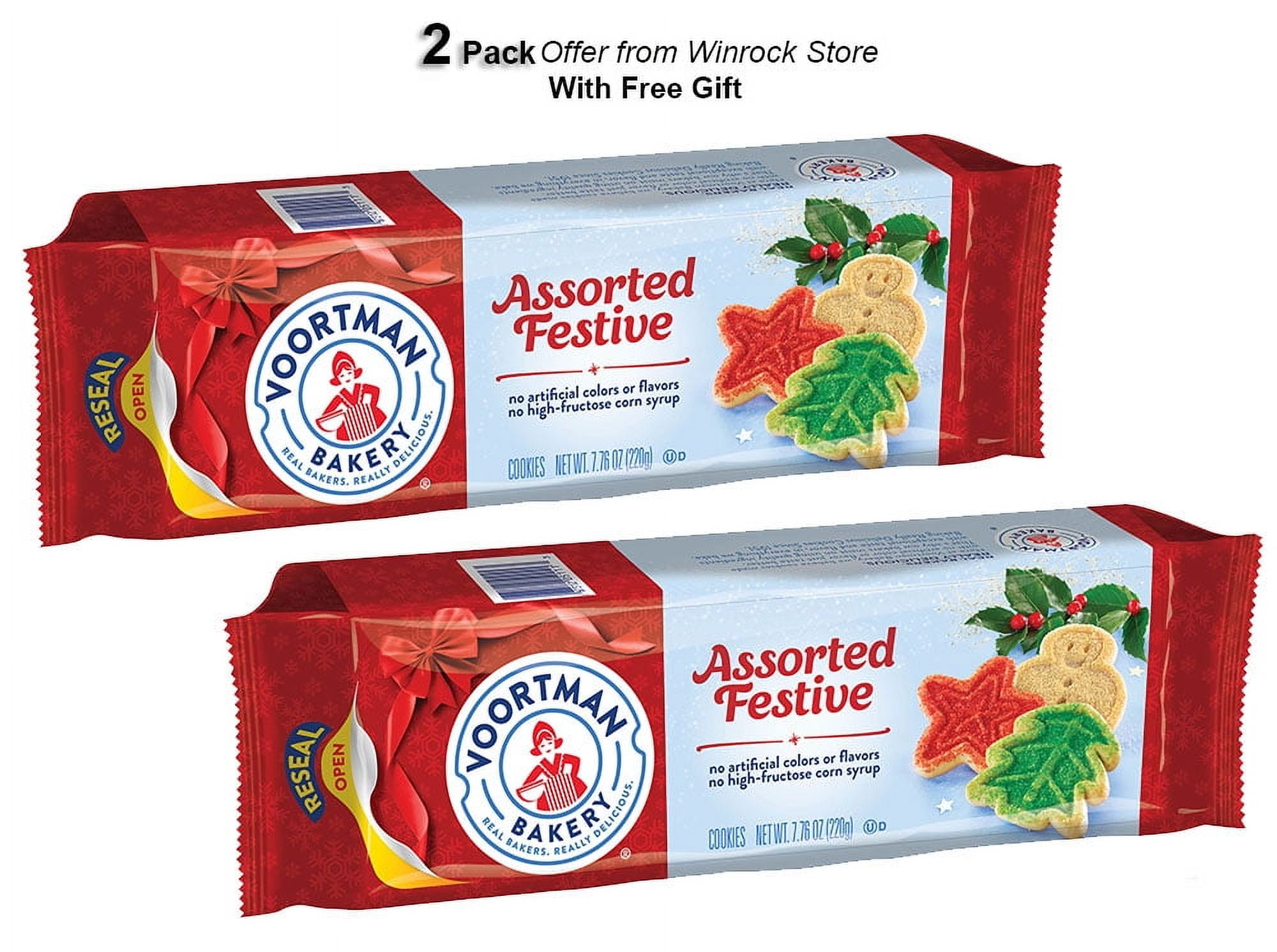 VOORTMAN Bakery Assorted Festive Cookies 7.76 oz (2 Pack) Free Gift ...
