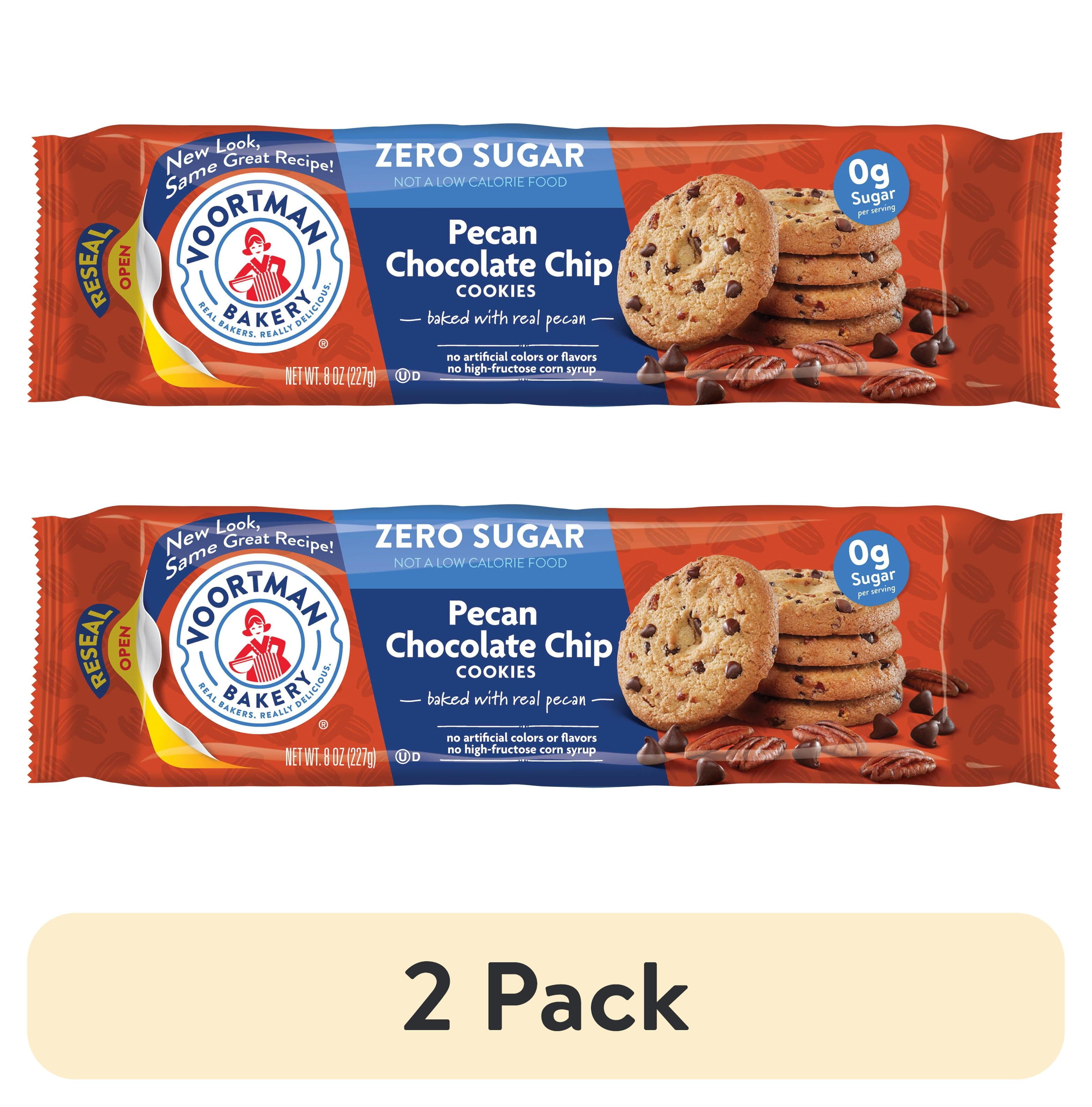 (2 pack) VOORTMAN Bakery Zero Sugar Pecan Chocolate Chip Cookies 8 oz ...