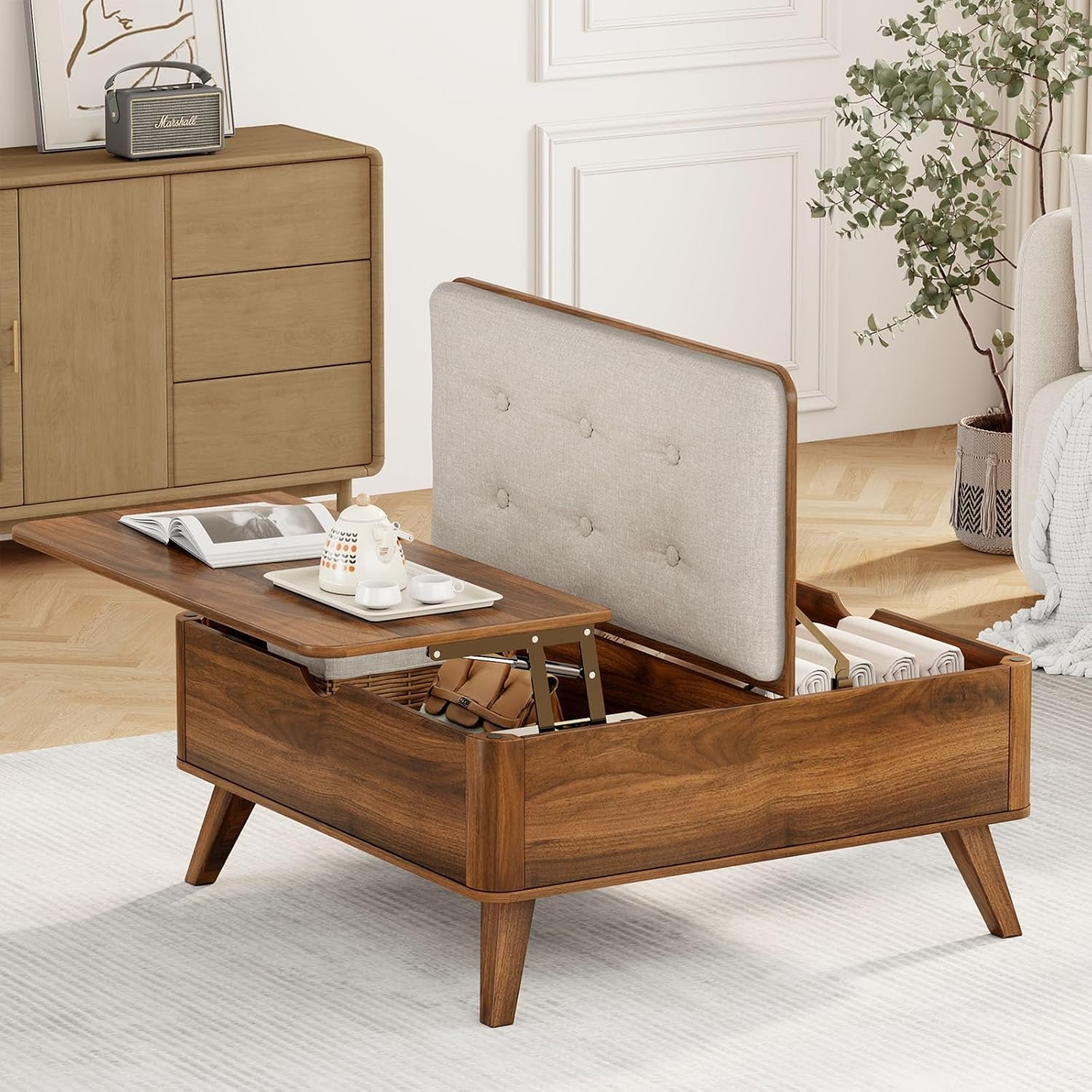 VOPEAK Storage Ottoman Coffee Table with Lift Top,Modern Square Coffee ...