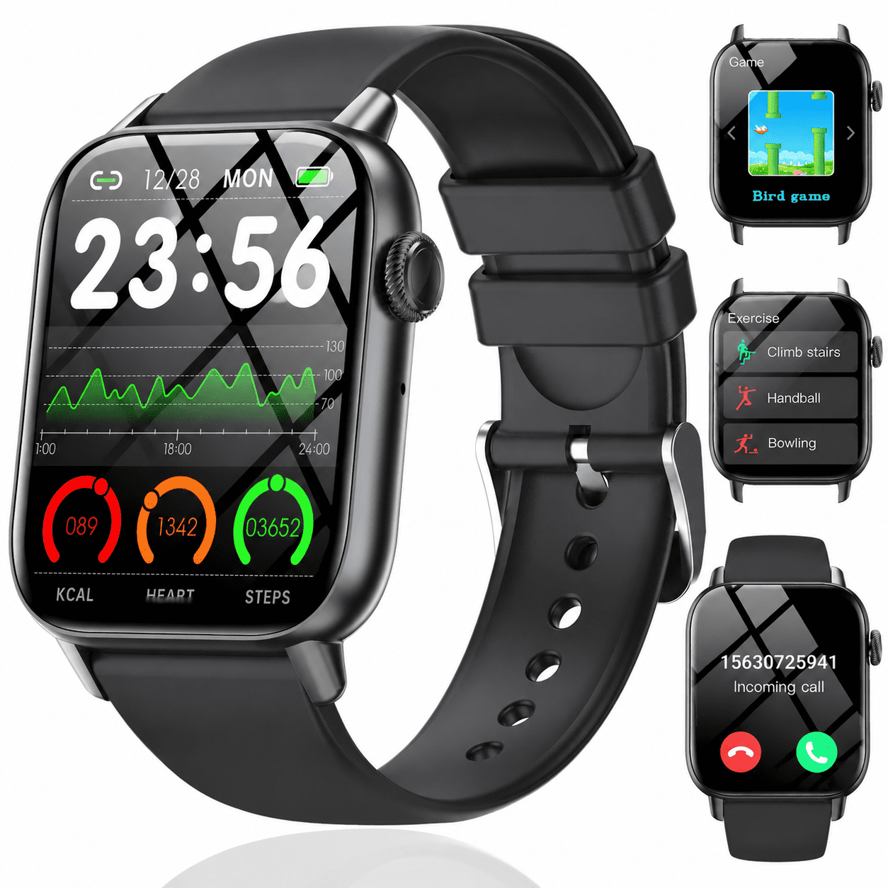 VOPOCO Smart Watch for Men Women 1.72" HD Full Touch Screen Smartwatch ...