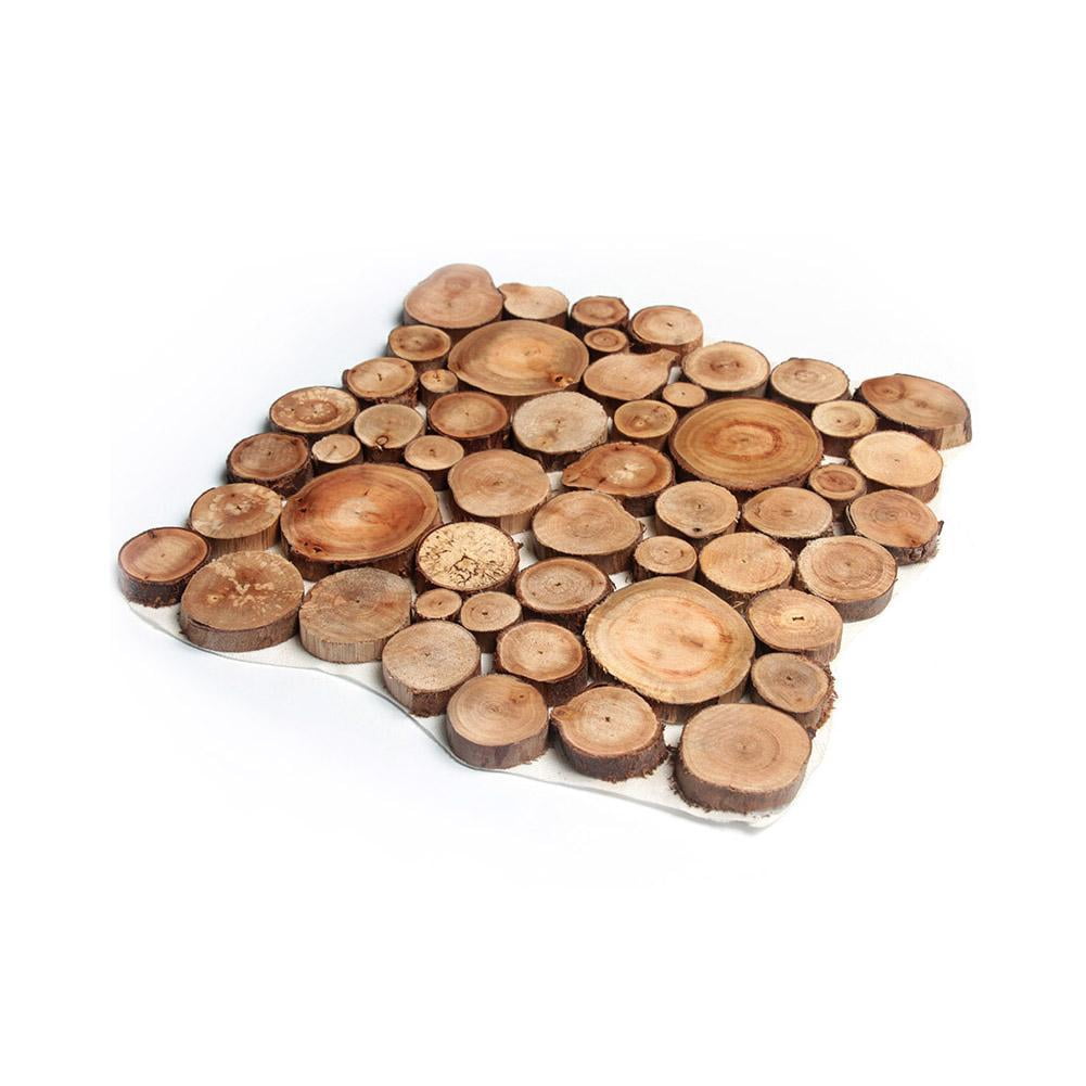VOPPV 100pcs Natural Pine Wood Slices Round Disc Tree Bark Craft Chips ...