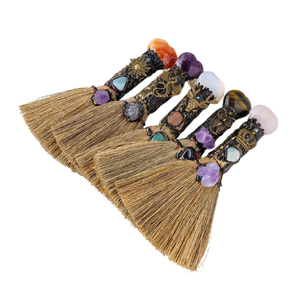 VOPPV 1PC Natural Crystal Heart Shaped Magic Broom Quartz Reiki Witch ...