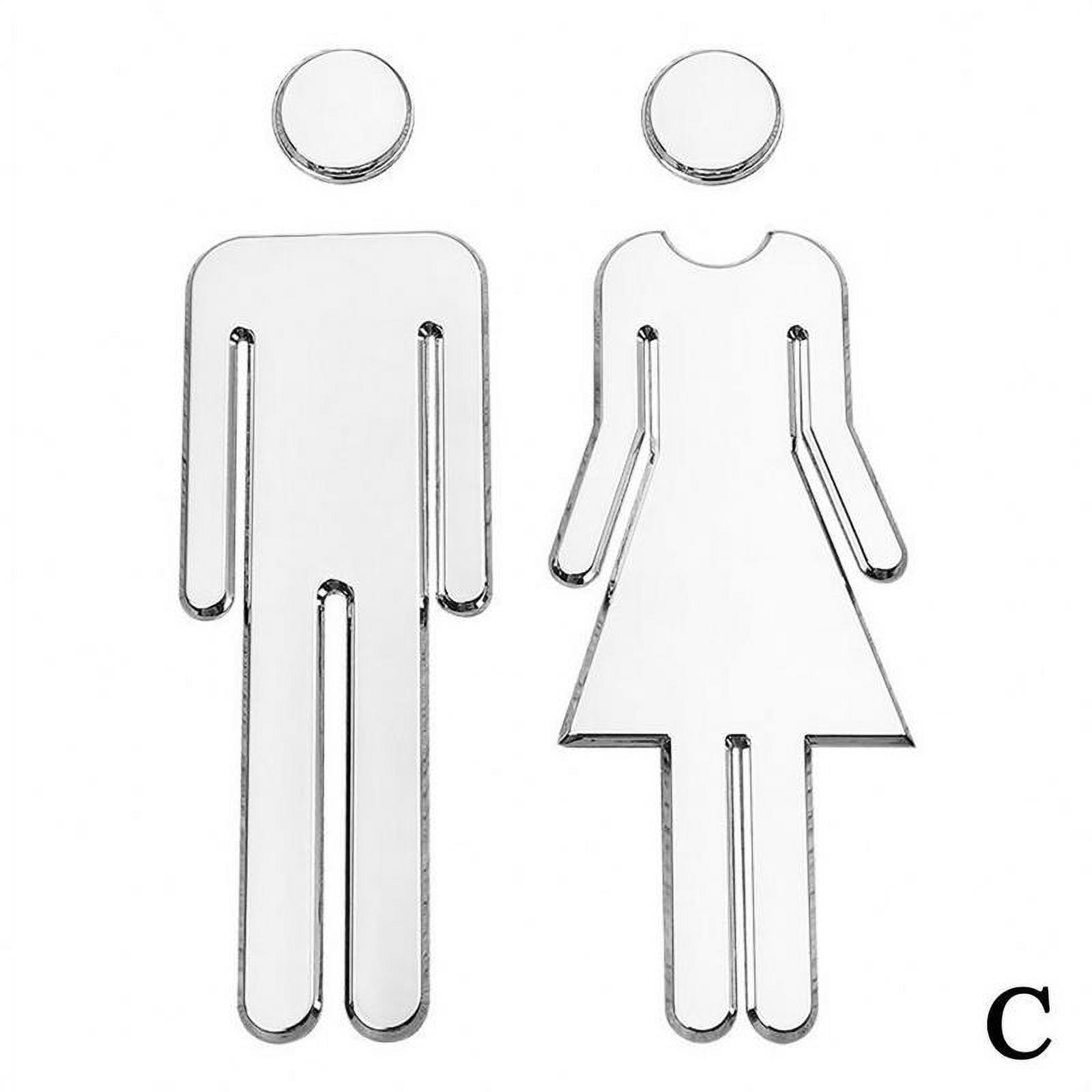 VOPPV Bathroom Restroom Loo Woman&Man 3D Toilet Sign WC Sticker Plaque ...