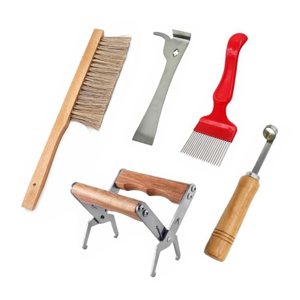VOPPV Bee Hive Tool Beekeepers Set of 5 Brush Frame Grip Uncapping Fork ...